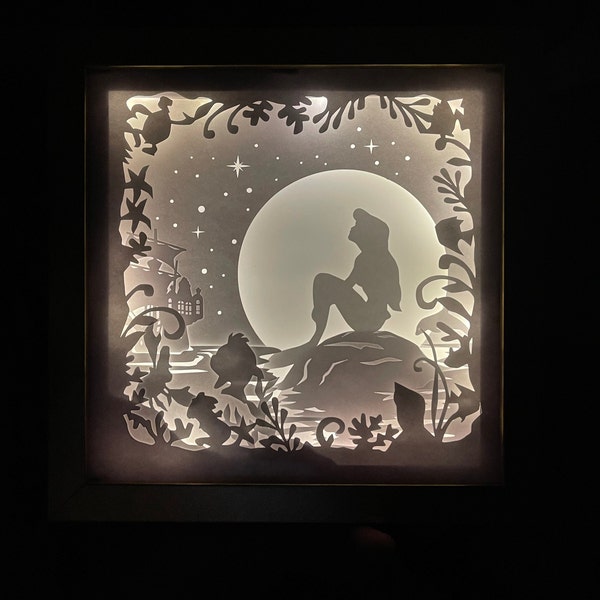 The Little Mermaid, Ariel, Beach Life, Decorative Shadow Box Shadowbox ...