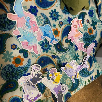 Gender Apathetic Pride Stickers Shark, Dog, Cat Designs Holographic ...