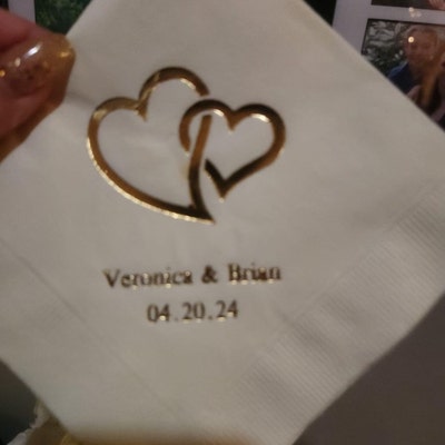 Interlocking Heart Print Napkins Paper Wedding Napkin 50 Pack Custom ...