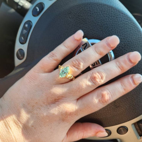 Vintage Three Stone Diamond Ring Portuguese Cut Moissanite Engagement ...