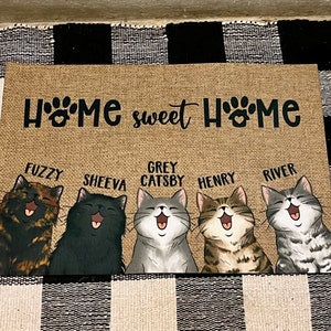 Custom Cat Doormat, Cat Welcome Doormat, Home Sweet Home, Cat Rug ...
