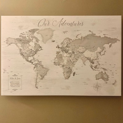 Framed Personalized World Map With Legend. Neutral Colour Wall Map ...