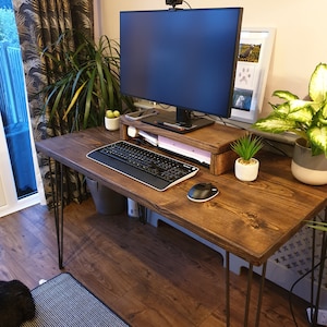 Rustic Computer Desk and Monitor Shelf with INDUSTRIAL LEGS | Etsy
