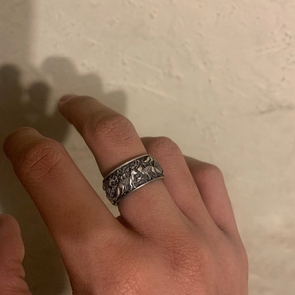 Fox Men Band Ring, Fox Silver Jewelry, Fox Silver Band, Animal Ring ...