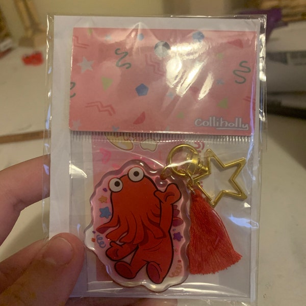 Red Guy Don’t Hug Me I’m Scared DHMIS Glitter Keychain - Acrylic and Epoxy Charm 2” - Etsy