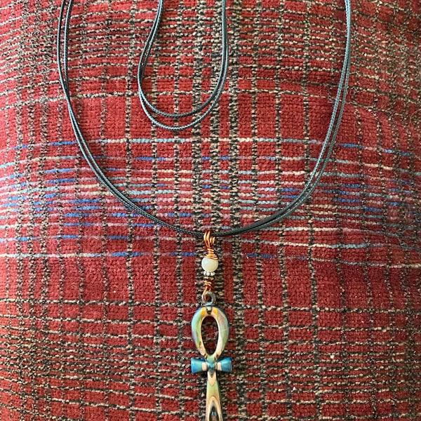 Ankh Necklace - 7th Anniversary Gift -flame Colored Copper Ankh ...