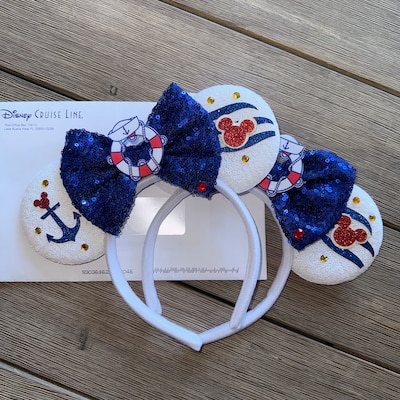 Cruise Minnie Ears, Boat Mickey Ears, Line Mouse Ears Headband, Magical Kingdom Ears, Nautical ...