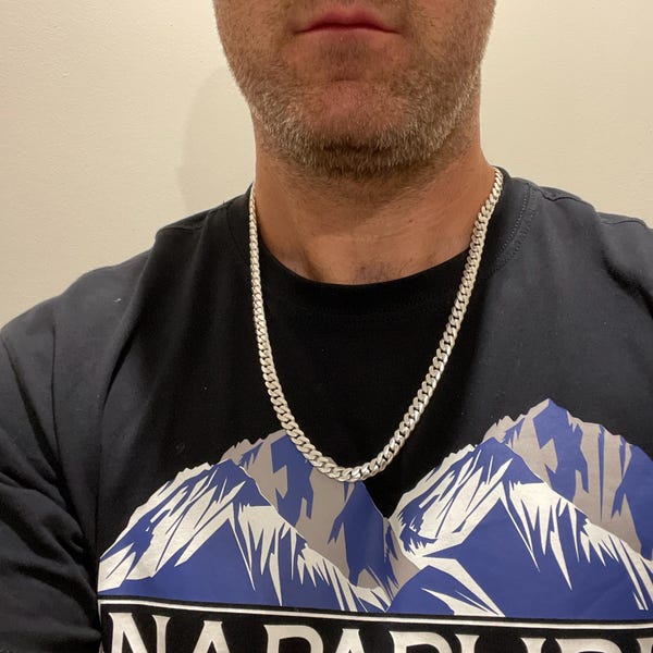 18.5mm 30inch 999 Pure Solid Silver Hand Made Cuban Link With Real Red ...