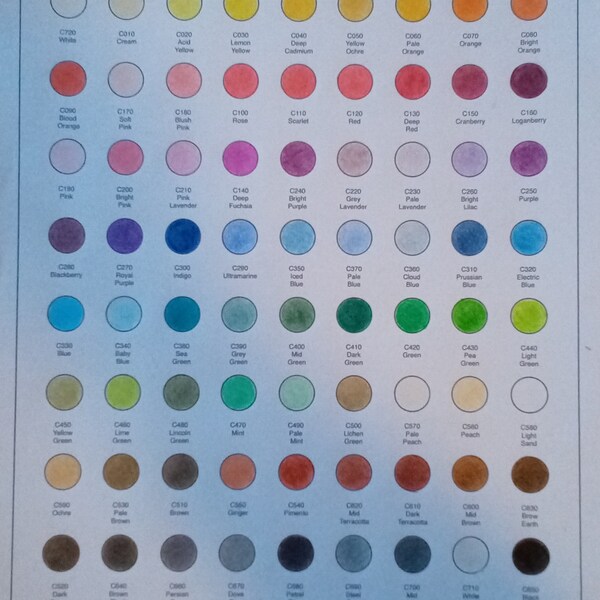 Derwent Inktense 72 PDF Swatch Template Double Page Wet and Dry Colour ...