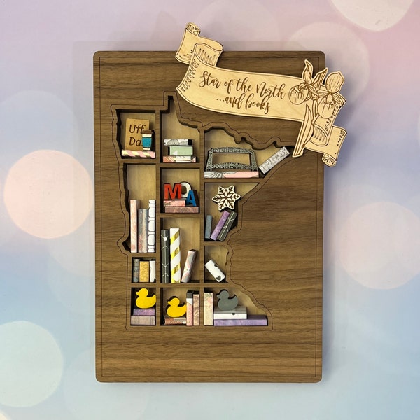 State Shaped Mini Bookshelf Svg, Bookcase Svg Gift for Woman Who Has ...