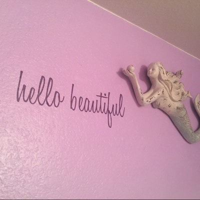 HELLO BEAUTIFUL Vinyl Wall Decal Sticker Bathroom Mirror Inspirational ...