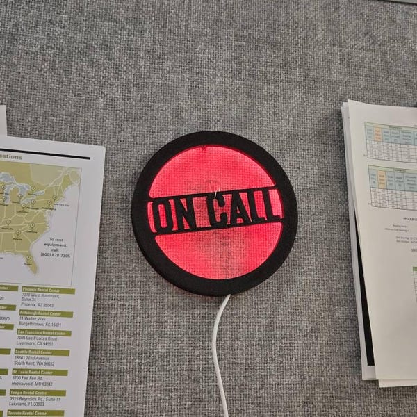 On Call LED Desk Sign: 3d-printed 5-inch USB Business Light With Switch ...