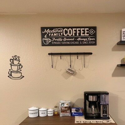 Personalized Coffee Shop Farmhouse Retro Style Wood Sign. 3 Sizes 9 ...