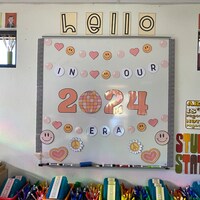 Welcome Back to School Bulletin Board Kit Retro Rainbow Classroom Decor ...