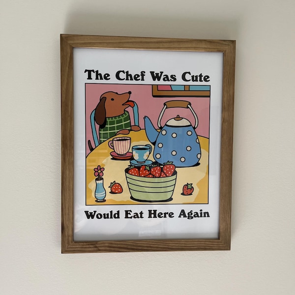 Cafe Dog Cute Print, Retro Drink Poster, Pink Bistro Coffee Posters ...