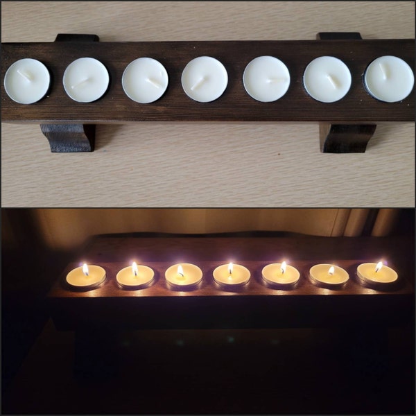 Elegant Cedar Tea Light Holder With Space for 7 or 9 Tealights, Tea ...