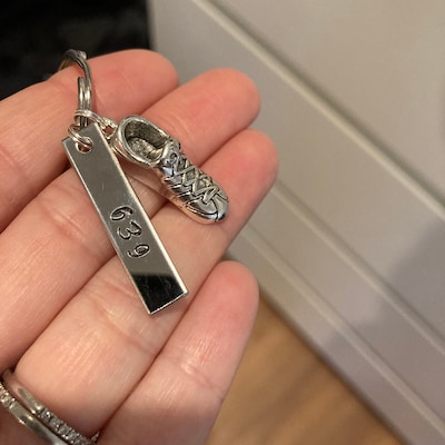 Hand Stamped Keychain, Running Buddy Keychain, Runners Keychain, Gift ...