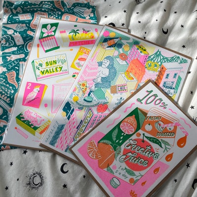 Creative Juice A5 Risograph Print, Orange Juice Wall Art - Etsy