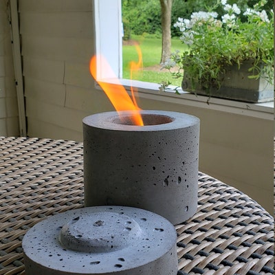 Mini Concrete Countertop Fire Pit With Lid Tabletop - Etsy