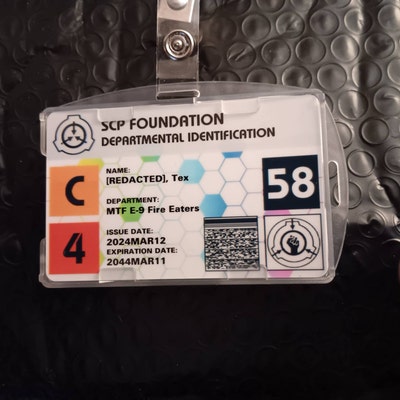 SCP Foundation Departmental ID Card / Badge Customized With Your ...
