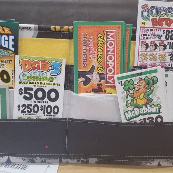 Standing Fabric Holder, Black & Red Bloom, 4 Pocket Rows, Bingo Tabs ...