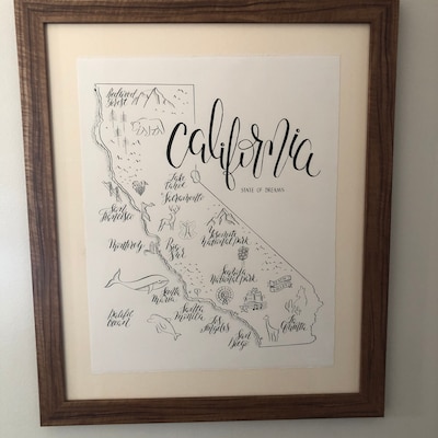 Digital Custom Map: Handwriting Calligraphy Watercolors - Etsy