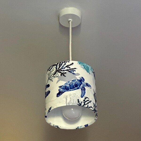 Nautical Lampshade, Sea Turtle Lamp Shade, Ocean Lampshade, Blue Sea ...