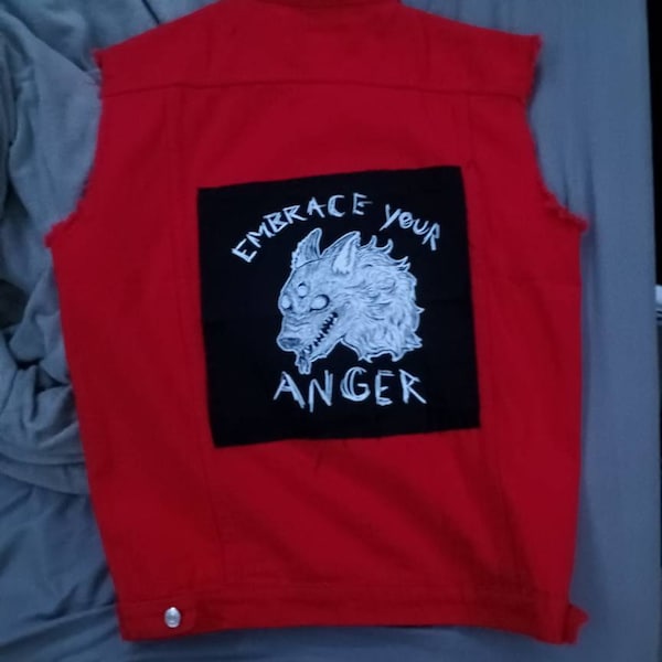 Wolf Patch - Embrace Your Anger - Feral Wolf - Original Design Printed ...