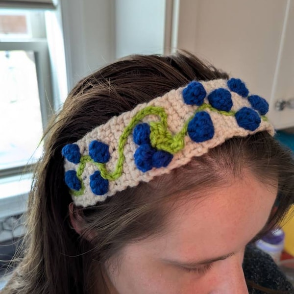 Crochet Blueberry Headband, Handmade, Hairband - Etsy