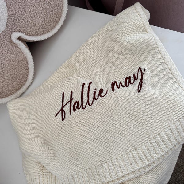 Soft Baby Name Blanket, Embroidered Baby Name, Cotton Baby Blanket ...