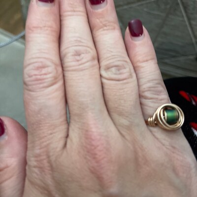 14K Gold Mood Ring, Mood Bead Ring, 14K Gold Filled Ring, Wire Wrapped ...