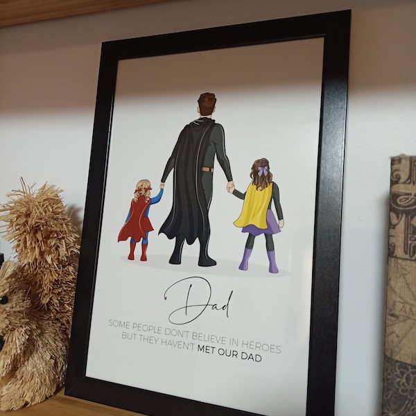 Superdad Drawing | Family Illustration | Fathers Day Unique Gift ...