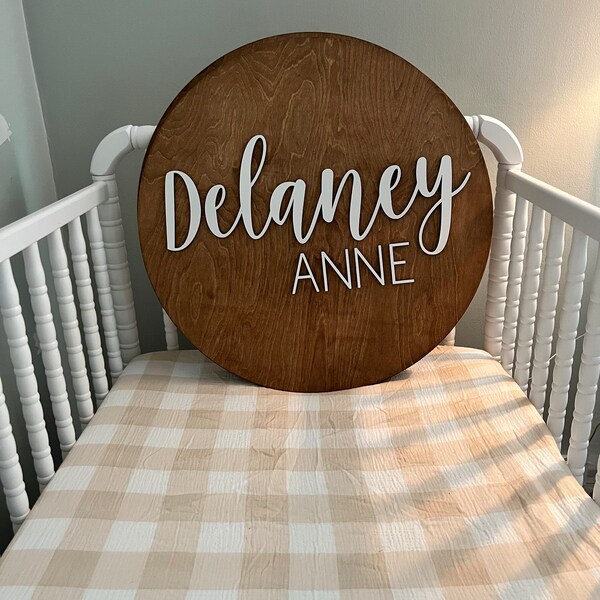 Nursery Name Sign, Round Name Sign, Above Crib Name Sign, Girl Name ...