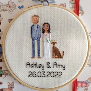 Wedding Calendar Cross Stitch Personalised Wedding Calendar Hoop Wall ...