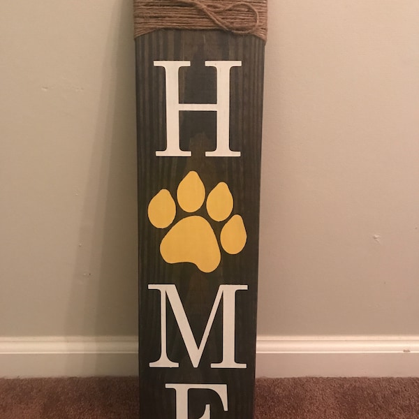 Paw Print Home Sign - Rustic Paw Sign - Paw Print Sign - Home Sign With ...