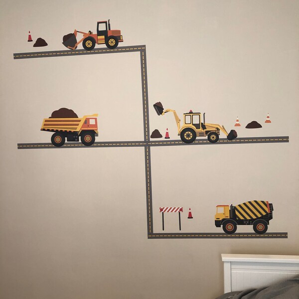 Construction Wall Decals 4 Construction Vehicle Wall Stickers W ...