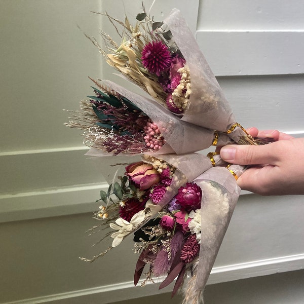 Dream Purple Mini Dry Flower Bundle, Eucalyptus Leaf Wedding Mini ...