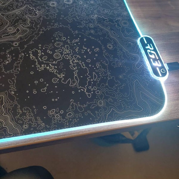 Moon Topo Desk Mat: Map Relief Mouse Pad, Topography Contour Mousepad ...