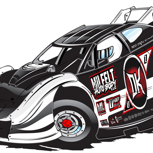 Cartoon Dirt Late Model Race Car Highly Detailed Vector Image in .svg ...