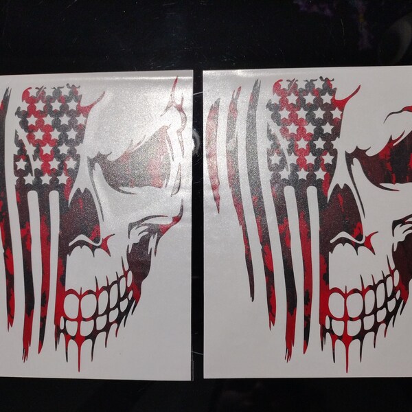 USA Skull Flag Distressed Decal Sticker Vinyl Graphic American Car ...