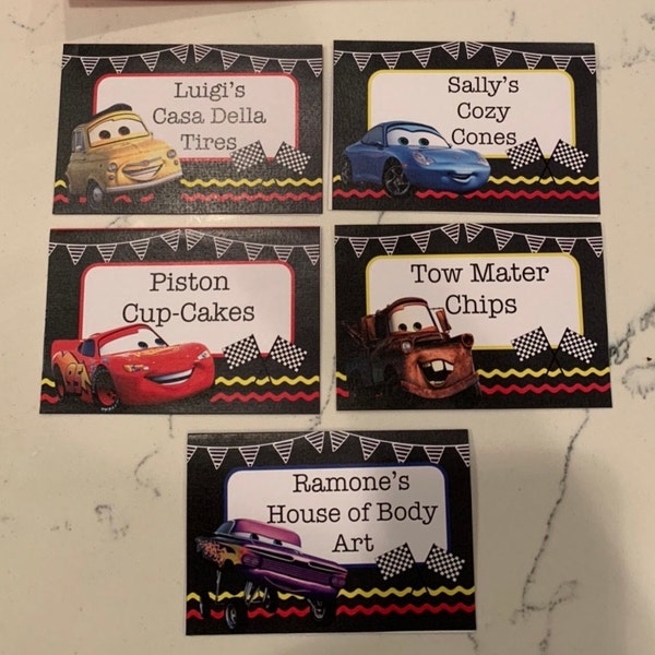 Cars Food Labels Instant Download, Cars Chalkboard Food Tent Cards ...