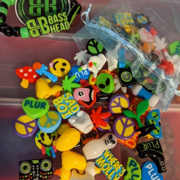 Rave Bead Soup! Mix of Rave Themed Kandi Beads by Weight. Grab Bag of ...