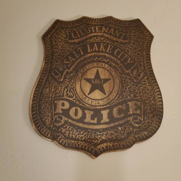 Personalized Badge Wood Cutout Sign Police Officer Sheriff Deputy ...