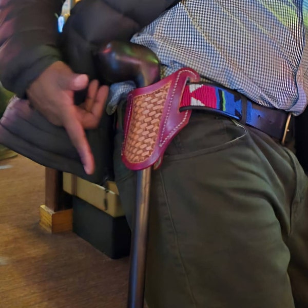 Leather Knife Sheath, Tooled Knife Holster, Basketweave Pancake Knife ...