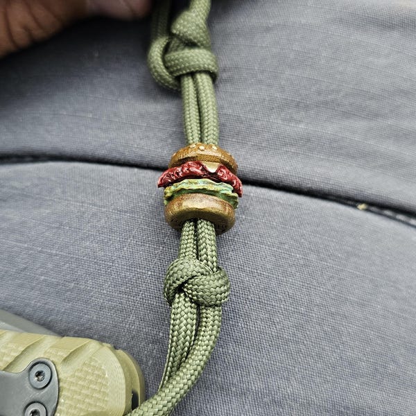 Paracord Bead "cheeseburger Hamburger" Knife Bead-lanyard Bead-edc Bead ...