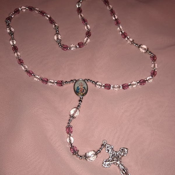 Baptism / Christening Rosary Baby Blue Czech Glass Pearls Clear Czech ...
