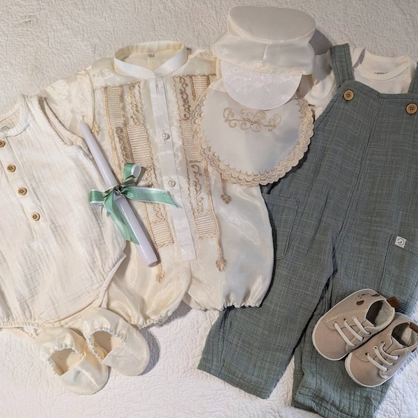 BAPTISMAL BARONG TAGALOG Set for Baby Boys Romper With Inner Lining ...