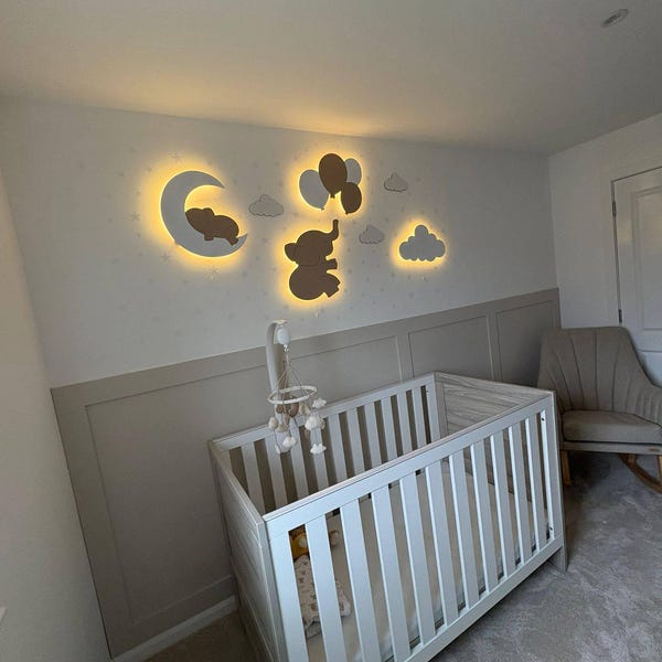 Set of 4 Baby Night Light, Baby Room Light, Personalized Lamp, Cloud ...