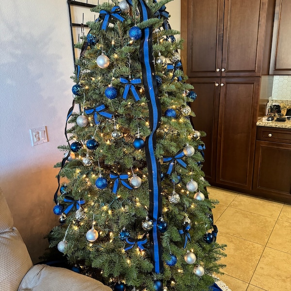 Thin Blue Line Bows, Police Christmas Tree Bow, Christmas Tree Bow Sets ...