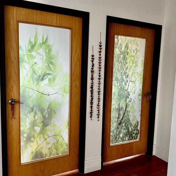 Customized Frosted Window Film Nature Green Tree Leaves Glass Sticker ...